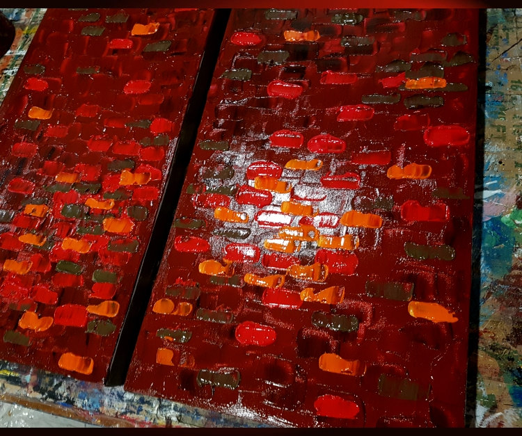 Textured Red Modern Abstract Painting Palette Knife Impasto Art 24x24 ...