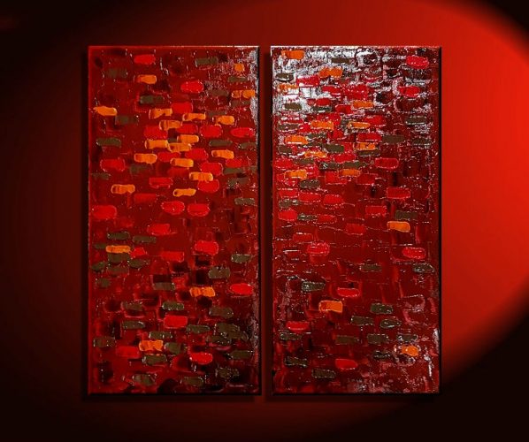 Textured Red Modern Abstract Painting Palette Knife Impasto Art 24x24 ...