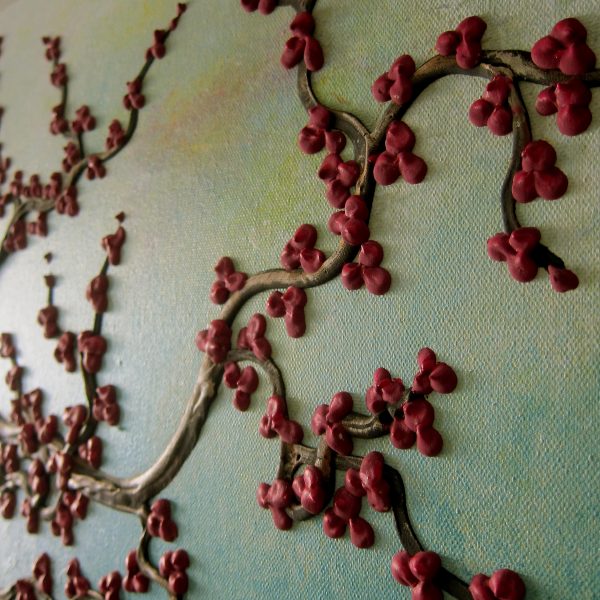 Turquoise Cherry Blossom Tree Painting Super Three Dimensional Branches ...